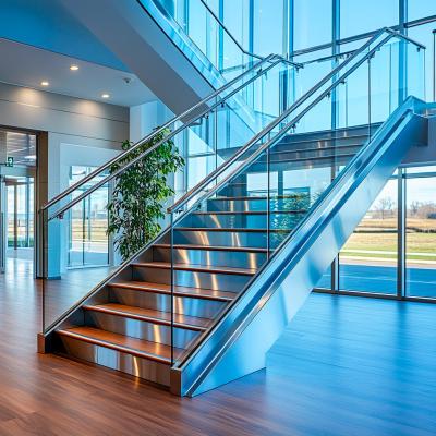 China High-Quality Stainless Steel Handrails with Flat Saddle for Glass Staircase Applications for sale