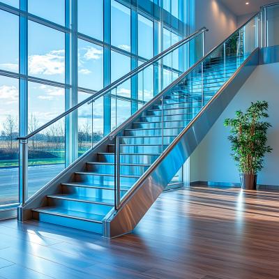 China Corrosion-Resistant 304 Stainless Steel Handrails with Square Mount for Glass Railings for sale