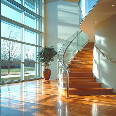 China Heavy-Duty 316 Stainless Steel Handrails with Wood Accents for Glass Staircases for sale