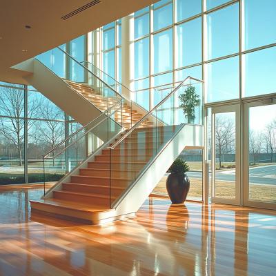 China Polished Crystal and Stainless Steel Handrails with 8-12mm Glass Support for sale