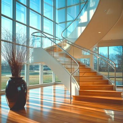 China Polished Crystal and Stainless Steel Handrails with 8-12mm Glass Support for sale