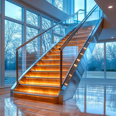 China Industrial-Grade Stainless Steel Handrails with 8mm Glass Clamps for Balustrades for sale