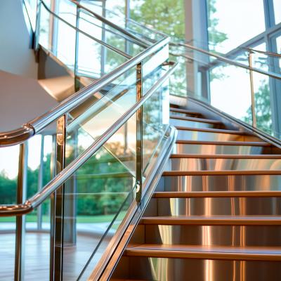 China Sleek PSS Stainless Steel Handrails with Crystal Accents for Glass Balustrades for sale