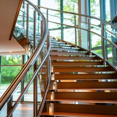China Stylish PVD Stainless Steel Handrails with 1200mm Height for Glass Staircases for sale