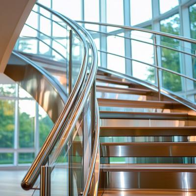 China Durable Stainless Steel Handrails with Wood Accents for Glass Railing Systems for sale