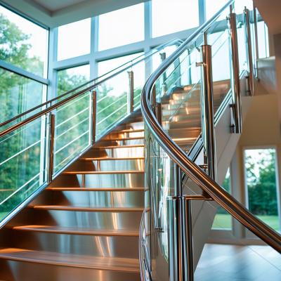 China Smooth Stainless Steel Handrails with Crystal Accents for Glass Balustrades for sale
