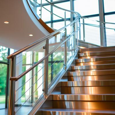 China Smooth Stainless Steel Handrails with Crystal Accents for Glass Staircases for sale