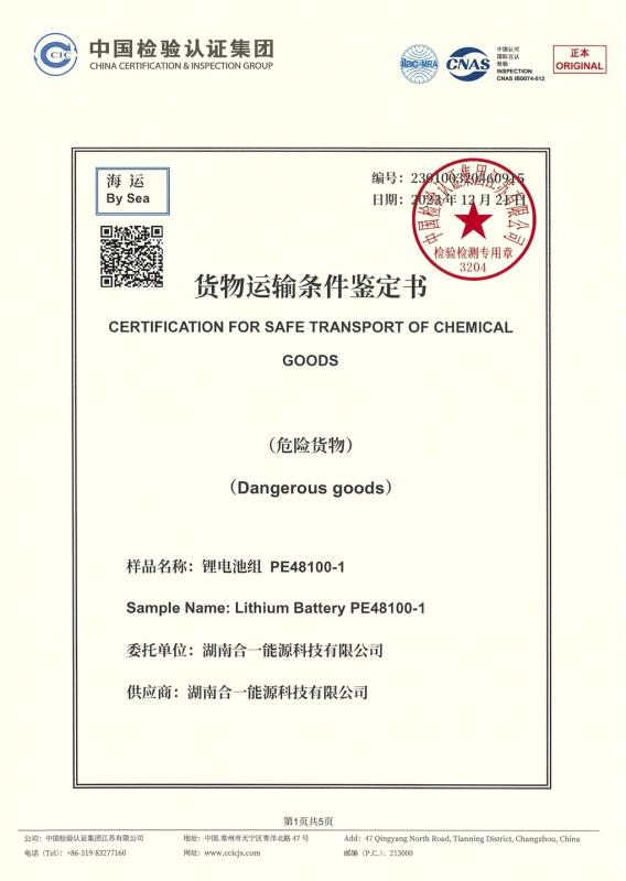 Report for safe transport of goods - Heyi Energy Co,.ltd