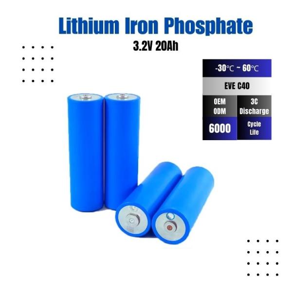 Quality LFP Battery Cell EVE C40 3.2v 20ah Lifepo4 Cell 5000 Cycles High Safety for sale
