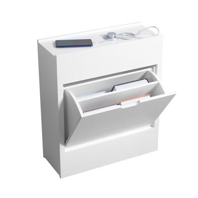 Cina Armadietto per file Smart Home in legno colore bianco con caricabatterie wireless in vendita