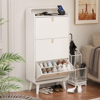 中国 Tri-amine flip shoe cabinet with shoe rack 販売のため