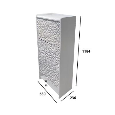 Cina White Wooden Diamond Design  3 Bucket Storage Shoe Cabinet in vendita