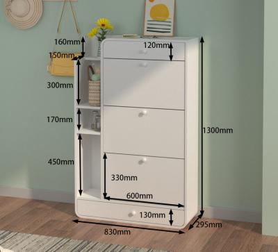 China White Wooden Multi-functional Storage Shoe Cabinet for sale