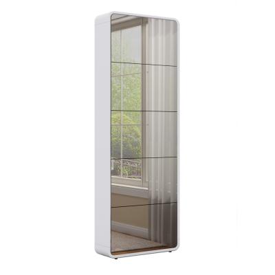中国 White Wooden Elbow Single Layer 5 Bucket Shoe Cabinet with Mirror 販売のため