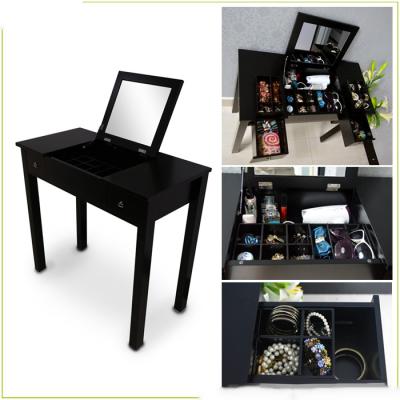 China Black Solid Wood Material Large Capacity Wooden Mirror Table For Bedroom à venda