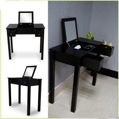 China Black Solid Wood Material Large Capacity Wooden Mirror Table For Bedroom à venda