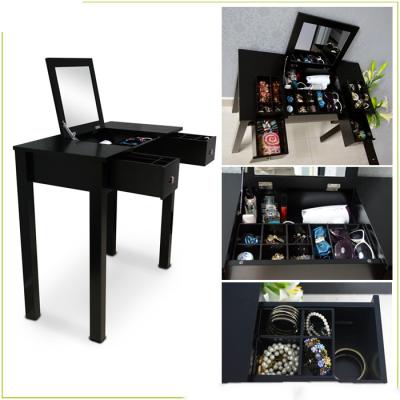 China Black Solid Wood Material Large Capacity Wooden Mirror Table For Bedroom à venda