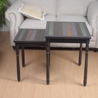 China Retro Striped Black E1 MDF Board Solid Wood Coffee Tables for sale