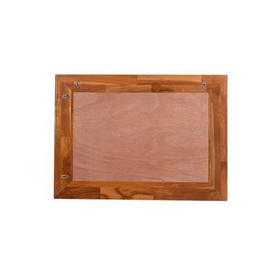 China Finger Joint Teak Wood Wall-Mounted Bevel Smart Design Glass Fancy Mirror for sale