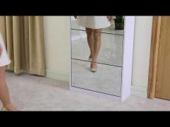 170cm Mirrored Shoe Cabinet Full Length 29 Pcs Panels Wooden