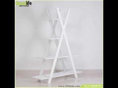 X Shaped Wooden Corner Bookshelf 4 Layer Foldable Eco-friendly Painting
