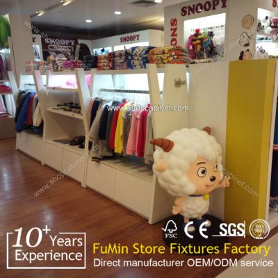 China Colorful plywood children clothes display shelf for kids store for sale