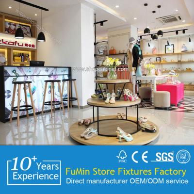 China Wood and Glass Clothes Display Stand Wall Shelf for sale