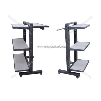China Latest design wood clothes display stand shelf with lighting for sale