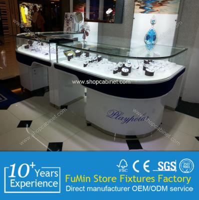 China modern design acrylic jewelry showcase with LED lights for sale
