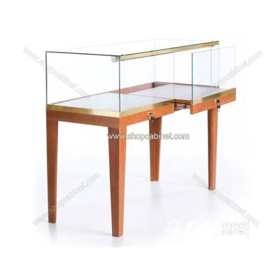China custom store free standing lockable wooden glass display cabinet/wood display cabinet/glas for sale