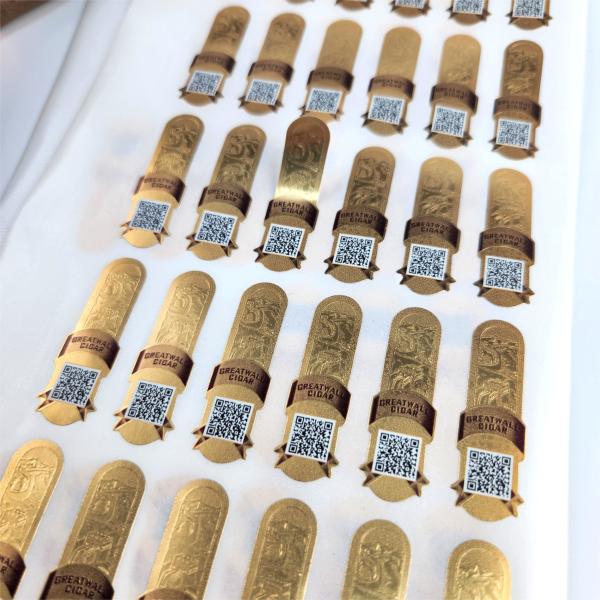 Quality Beverage Embossed Cigar Labels Printable Water Resistant Custom Gold Foil for sale