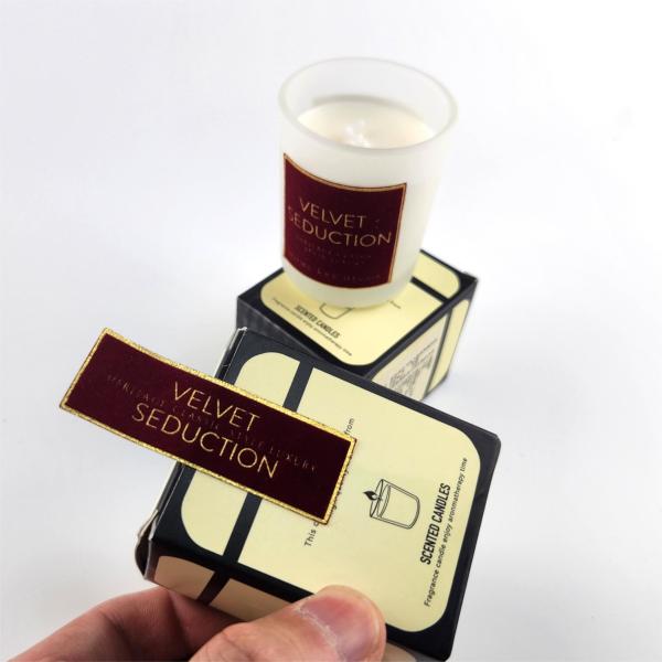 Quality Aromatherapy Velvet Candle Label Printing Gold Foil Double Layer Candle Sticker for sale