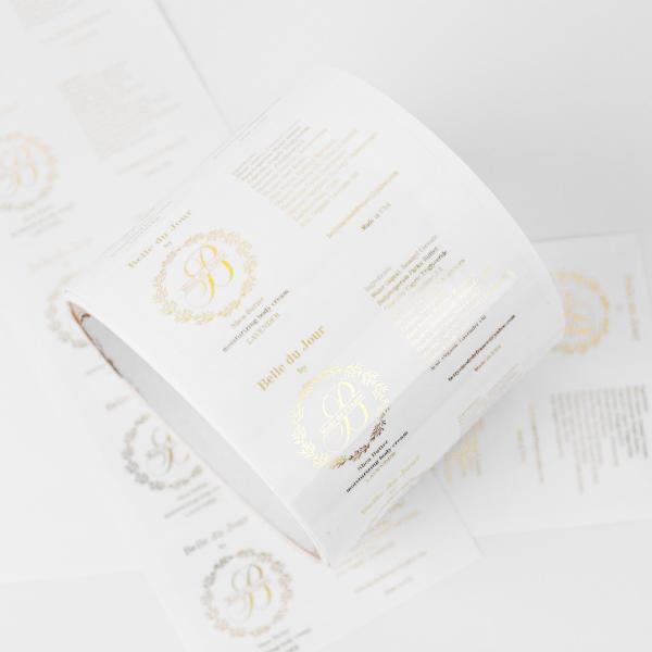 Quality Gold Foil Custom Bottle Labels Embossed Handmade Custom Makeup Labels for sale