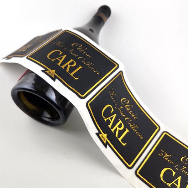 Quality Luxury Leather Sticker Red Wine Self-adhesive Label Wine Bottle Waterproof Vinyl Packaging Label for sale