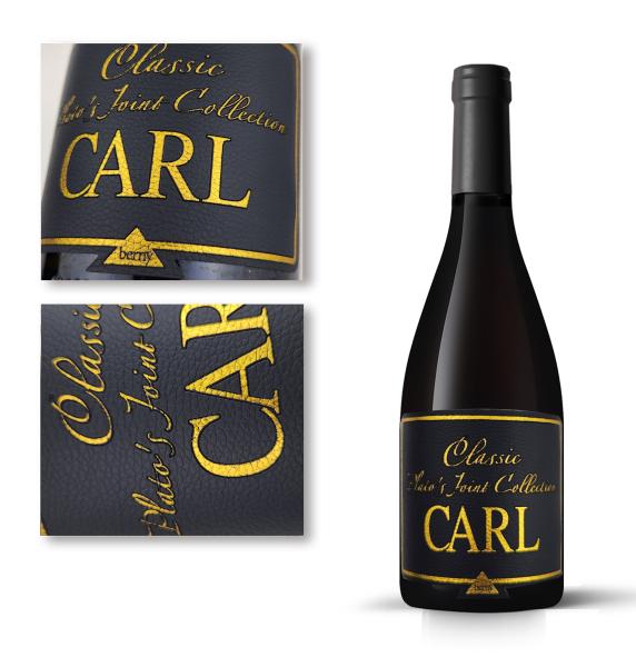 Quality Custom Self-Adhesive Durable Leather Paper Embossed Gold Foil Wine Label for for sale