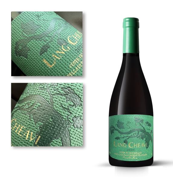 Quality Custom Self-Adhesive Durable Leather Paper Embossed Gold Foil Wine Label for for sale