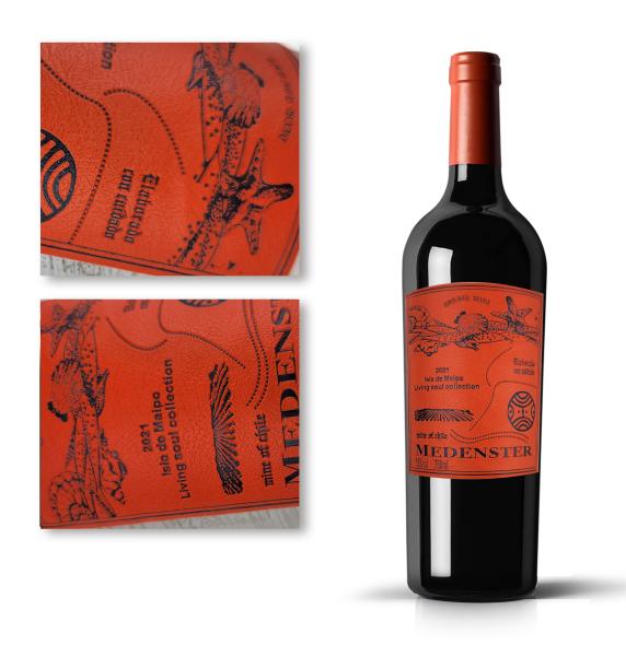 Quality Custom Leather Waterproof Wine Sticker Label for Red Wine for sale
