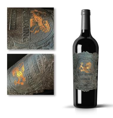 Cina Etichetta adesiva per vino rosso impermeabile in pelle personalizzata in vendita