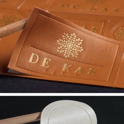China Custom Leather Labels Perfume Private Candle Label Tag for Bottles for sale