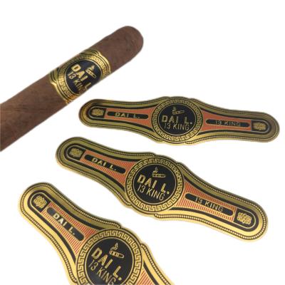 China Custom Logo Adhesive Sticker UV Printing Gold Foil with Classic OEM Custom Sticker Waterproof  Vinyl Printed Cigar Label for sale
