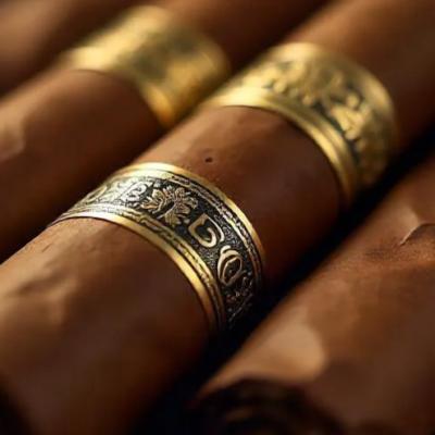 China Premium Hot Sale Customized Cigar Label Sticker Private Branding UV Gold Cigar Ring Label Adhesive Waterproof Cartoon Label Printing Sticker for sale