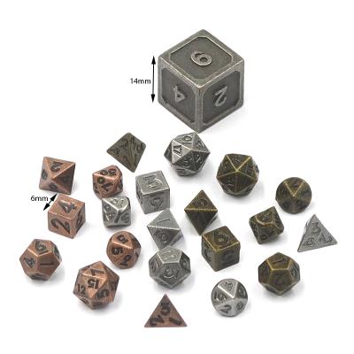 China 7-Piece 6mm Mini Zinc Alloy Polyhedral Metal Dice Set for DND RPG Games for sale