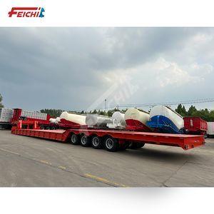 Quality Feichi 2 3 4 Axels 4 Line 8 Axles 10m-18m 50ton 80ton 100ton Lowboy Excavator Transport Semi Trailer Trucks Lowbed Truck Trailers for sale