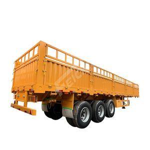 China Hot Sale Chinese Manufacturer 3 Axle High Hurdle Semi-Trailer 60 Tons Capacity with Side Wall Fence Truck Trailer for sale