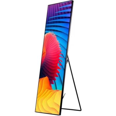 China Floor Standing IP40 Mirror LED Screen P2.5 HD Video Advertising Poster Display for sale