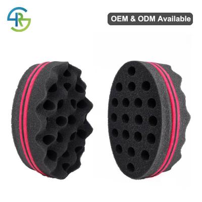 China Oval Two Sided Hair Sponge ODM Barber Curl Sponge PU + EVA Material for sale