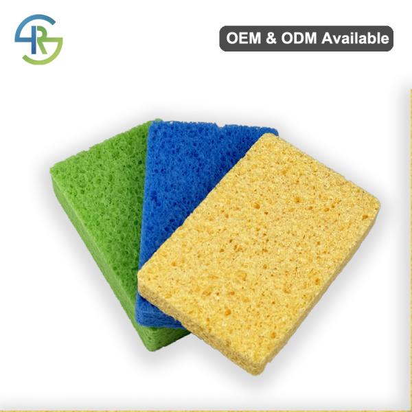 Quality Green Blue Cellulose Wood Pulp Sponge ODM Eco Dishwashing Sponge for sale