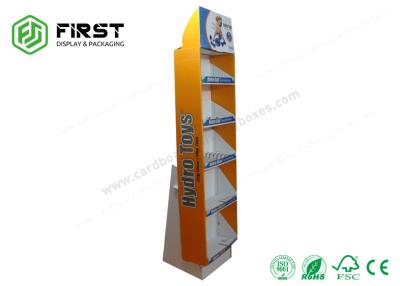 China Custom Retail Printed Corrugated POP Cardboard Floor Display Racks for sale