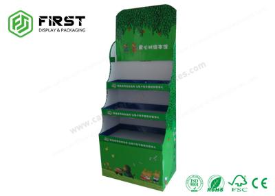 Cina Espositore pieghevole di carta ondulato del pavimento di vendita al dettaglio di promozione delle esposizioni di pavimento del cartone in vendita