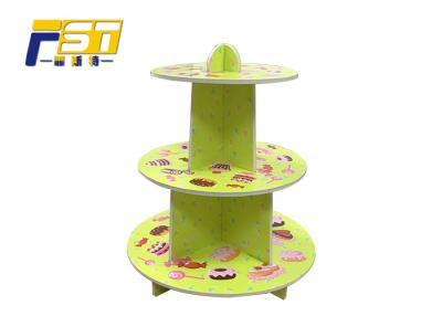 China Custom Size Birthday Cardboard Cake Display , Cardboard Cup Cake Stands With 3 Shelves for sale